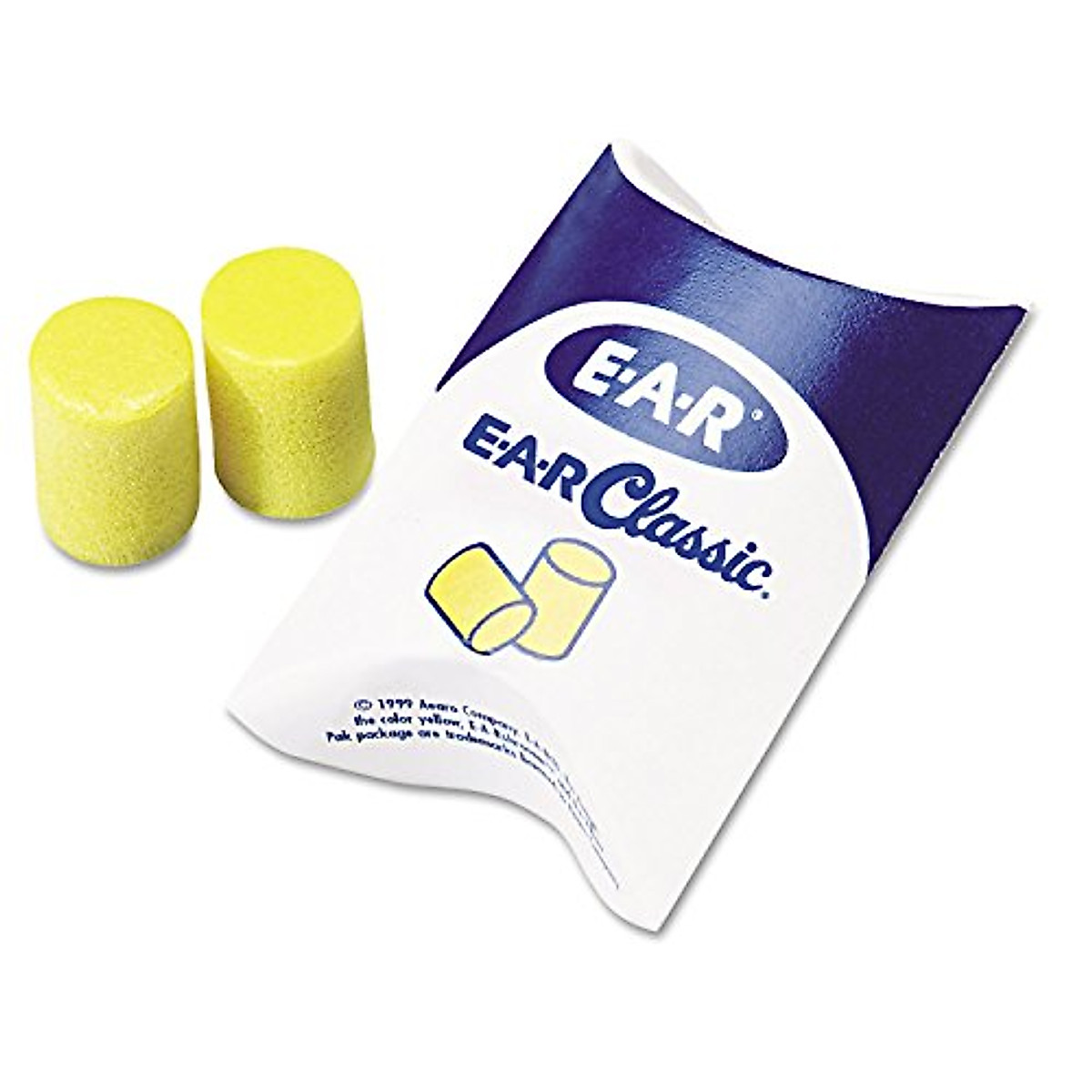 3M 3101001 Ear Classic Earplugs, Pillow Paks, Uncorded, PVC Foam, Yellow, 200 Pairs