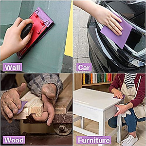 Sandpaper 400 Grit,Wet Dry Sanding Sheets,High Performance White Fused Alumina Abrasive Sand Paper for Wood Furniture Finishing,Metal Grinding,Automotive Polishing,9 x 11 Inch,Purple,10-Pack