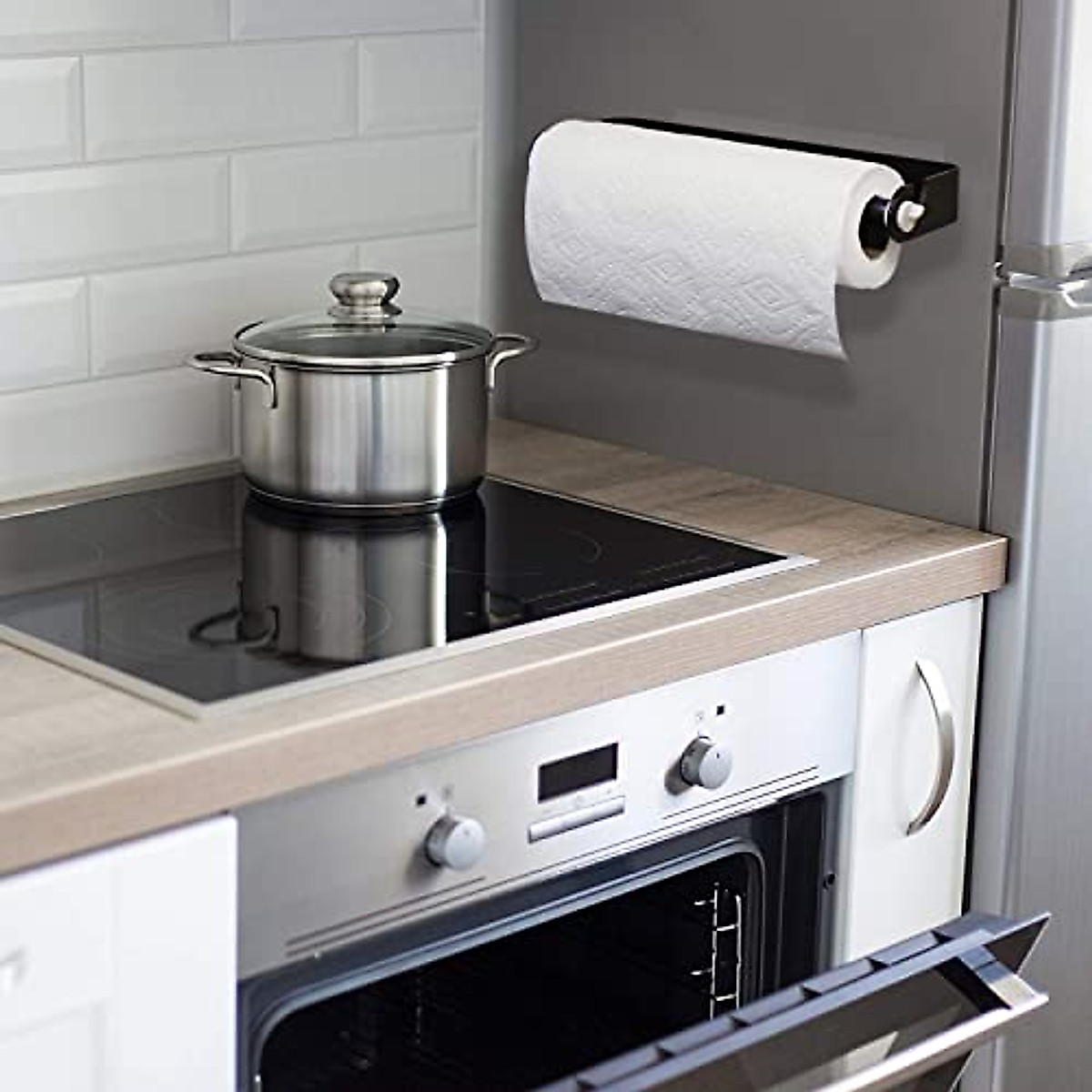 ORLESS Adhesive Paper Towel Holder Under Cabinet & Wall Mount, No Drilling Suitable for Kitchen Bathroom - Black