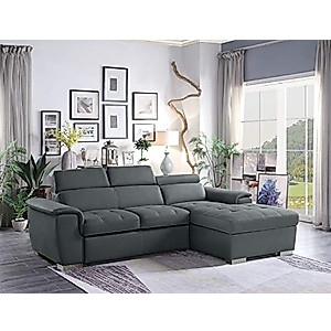 Homelegance Ferriday 98" x 66" Sectional Sleeper with Storage, Gray