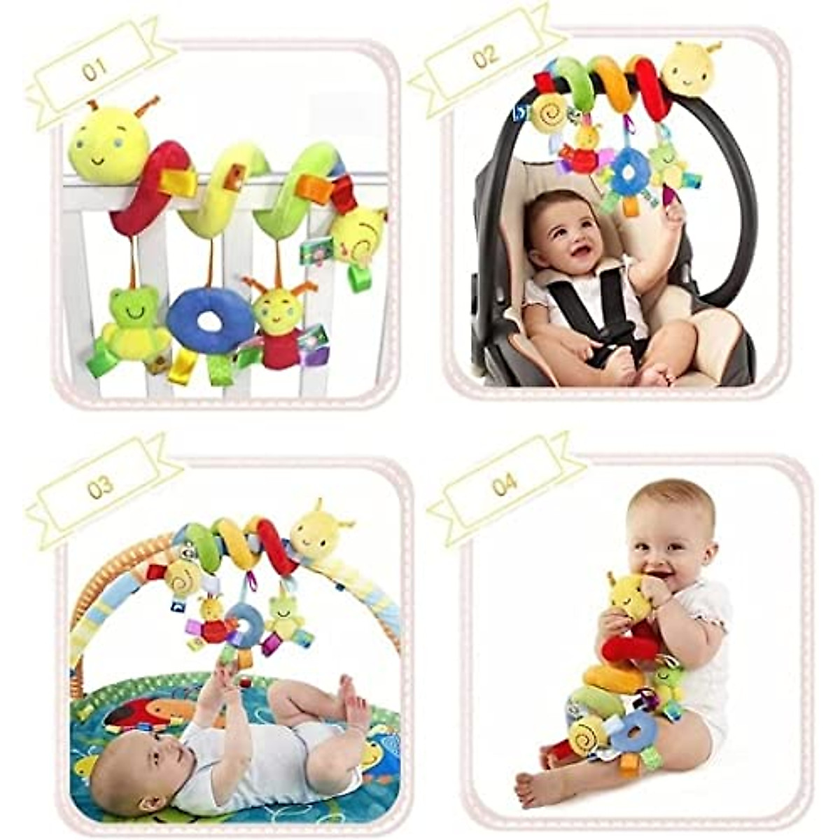 Bed Stroller Toy Rattles Crib Car Seat Spiral Baby Toy for for Newborns Seat Hanging Bell Rattle Toy for Gift