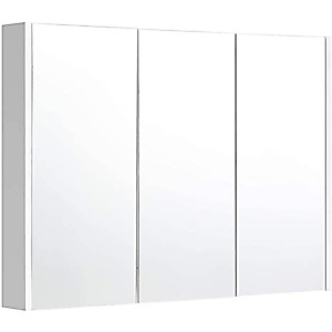 LUARANE Bathroom Medicine Cabinet, Wall Mounted Cabinet with Triple Mirror Door, Storage Organizer Cabinet with Adjustable Shelf, Mirror Cabinet for Bathroom Room Living Room, White