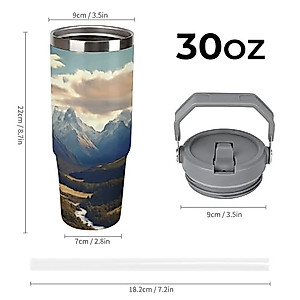WITHSBKK 30oz Car Cup Cook National Park Landscape Printed with Portable, Stainless Steel Travel Mug, Vacuum Insulated Tumbler And Straw, Leakproof for Car & Outdoor, UV Printed Design