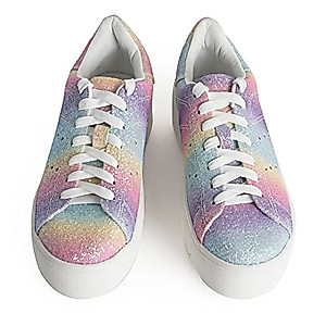 J. Adams Hero Platform Sneakers for Women - Casual Lace Up Fashion Tennis Shoes - Glitter - 9