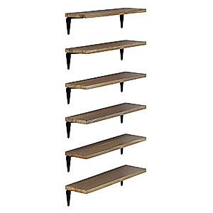 You Have Space Flota 17"x 4.5" Book Shelves, Floating Shelves for Living Room Decor, Bathroom Storage, Kitchen, Kids Room Natural Burned Set of 6