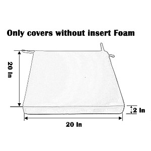 Leeymoo Water Repellent Patio Seat Cushion Covers, Outdoor Seat Cushion Covers-Only Covers (20"x20"x2" 2 Pack Grey)