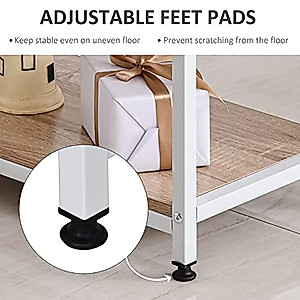 HOMCOM 55 Inch Home Office Computer Desk Study Writing Workstation with Storage Shelves, Elevated Monitor Shelf, CPU Stand, Durable X-Shaped Construction, Oak Wood Grain