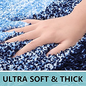 Arotive Microfiber Bathroom Rugs, Shaggy Soft and Absorbent Bath Rug, Non-Slip, Thick Plush Bathroom Mat, Machine Washable Dry Bath Mats for Bathroom, Tub and Shower, 24" x 16", Blue