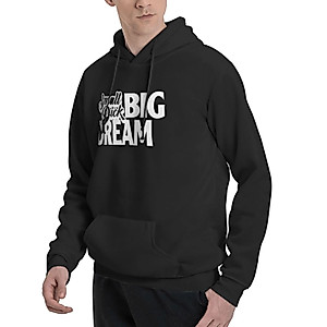 fwoeqiz Small Dick Big Dreams Mens Hoodie With Pocket Funny Warm Long Sleeve Pullover Sweatshirt Large Black