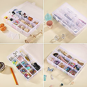 Funtopia 52 Packs Small Beads Storage Containers & Clear Organizer Box, 15 Grids Large Plastic Organizer Box with Dividers Mini Bead Organizers for Storage Crafts, Jewelry and Small Items