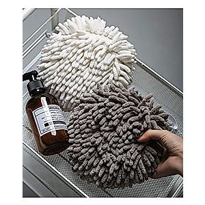 yaocoral 2 Pack Chenille Hand Towels,Kitchen Bathroom Hand Towels with Hanging Loops,Quick Dry Hand Bath Towel Hanging Absorbent Microfiber Hand Towels