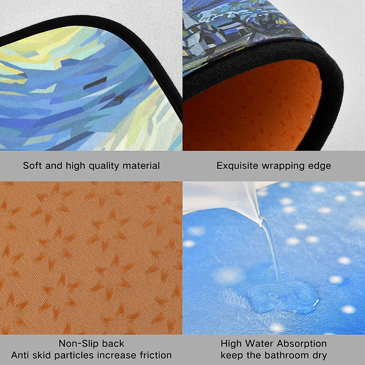 Sinestour Starry Night Kitchen Rugs and Mats Set of 2 Non Slip Kitchen Floor Mats Comfort Standing Desk Mat for Doormat Bathroom Bedroom Runner Area Rug for Home Decor Washable