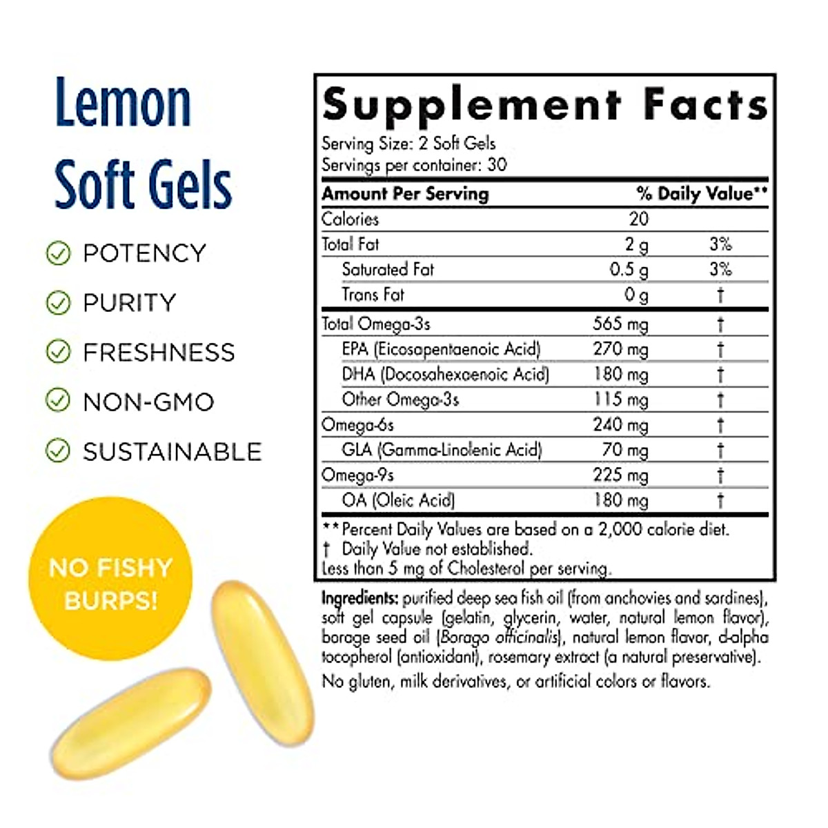 Nordic Naturals Complete Omega, Lemon Flavor - 60 Soft Gels - 565 mg Omega-3 - EPA & DHA with Added GLA - Healthy Skin & Joints, Cognition, Positive Mood - Non-GMO - 30 Servings