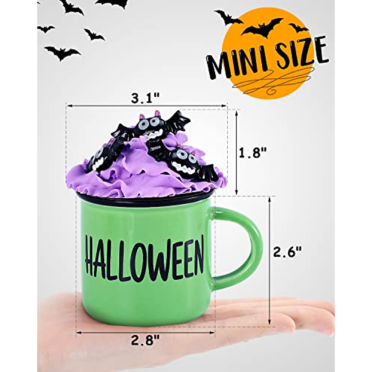 Halloween Mini Coffee Mugs with Faux Whipped Cream Mug Toppers Spider Candy Corn Mug Toppers Halloween Tiered Tray Decorations Novelty Halloween Witches Gift for Woman Coffee Table Centerpieces