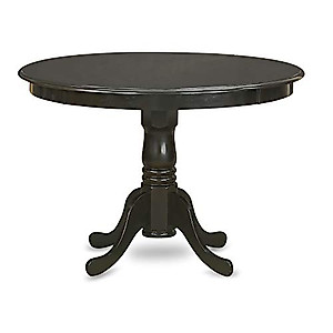East West Furniture HLBO5-CAP-C 5 Piece Dining Room Furniture Set Includes a Round Dining Table with Pedestal and 4 Linen Fabric Upholstered Chairs, 42x42 Inch, Cappuccino