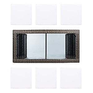 SAFAVIEH Outdoor Collection Horus Grey Brown/White Cushion 7-Piece Dining Set PAT7502C