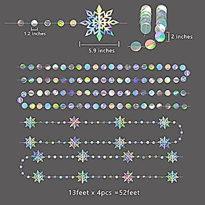 Iridescent Snowflake Decorations Holographic Snow Flakes Garland Winter Wonderland Hanging Streamer Backdrop Decor Banner Christmas New Year Wedding Baby Shower Frozen Birthday Party Supplies