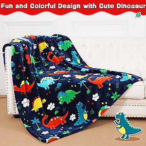 Lukeight Toddler Blanket for Boys and Girls, 380 GSM Thick Kids Blanket for Birthday Gifts, Cozy Baby Blanket, Plush Receiving Blanket (Dinosaur, 50x60 Inches)