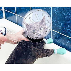 Cat Muzzle for Grooming Cat Adjustable Hood with Cat Paw Covers, Kitten Breathable Anti Bite Muzzles Anti Scratch Boots Silicone Cat Shoes Boots Cat Paw Protector for Cats Bathing Shaving (Large)