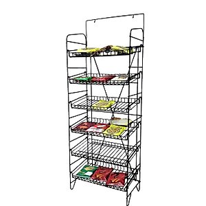 FixtureDisplays® Wire Display for Chips, Snacks, Packaged Foods Boxes Jars Cans Beverage Beer T-Shirts 18X10X50 12118-NPF