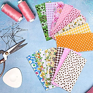 Konsait 100pcs Floral Cotton Fabric Patchwork, 4" x 4" (10cm x 10cm) Quilting Sewing Craft Fabric Bundles, Fat Squares Patchwork for DIY Sewing Decorative Fabric for Upholstery and Home Accents