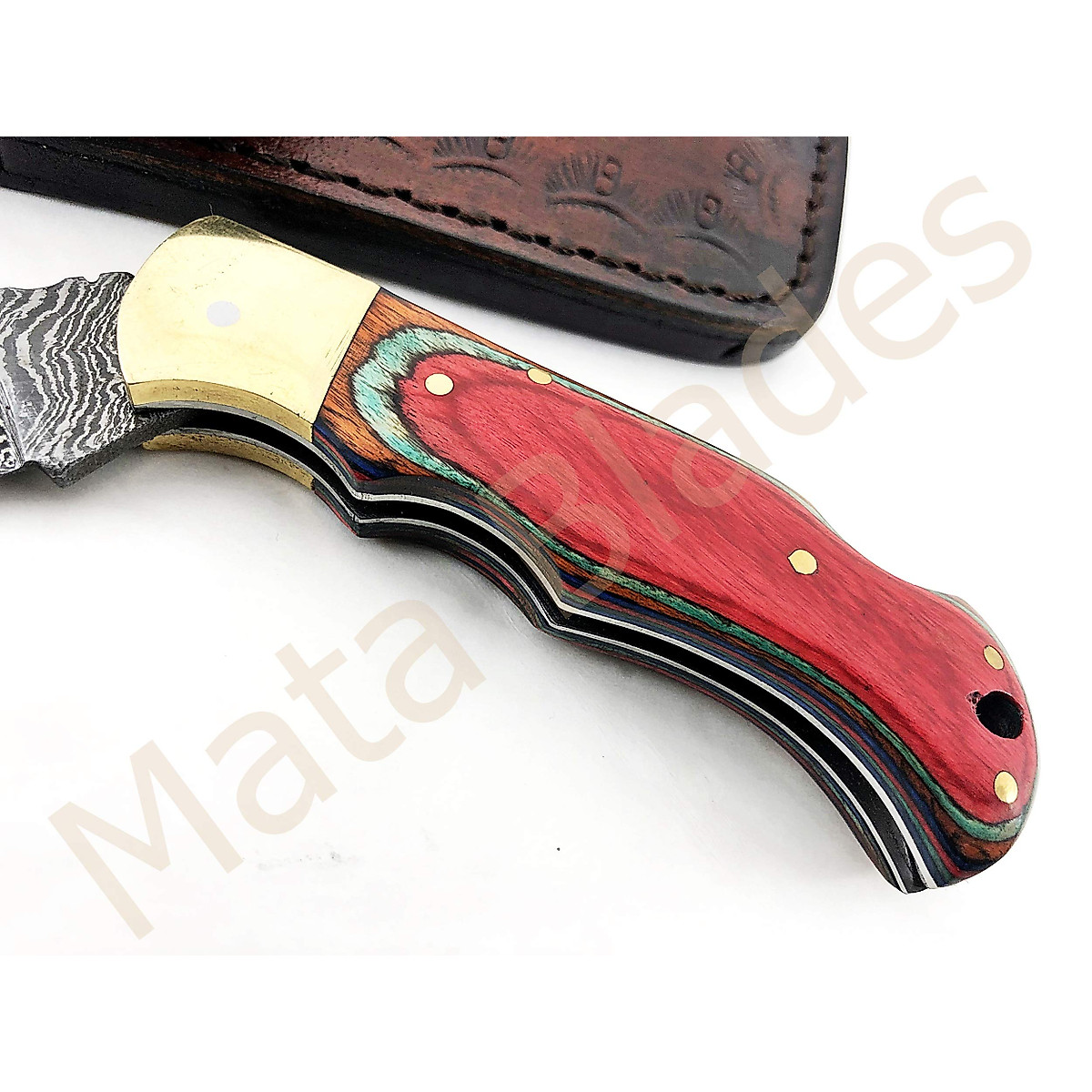 MATA BLADES 6.75 INCH MB0018 Handmade Damascus Folding Hunting Knife