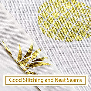 OREMILA Kitchen Curtains 36 Inch Tier Curtains for Living Room Pineapple Cafe Curtains for Bathroom Metallic Print Golden Pineapple Short Window Curtain Set Rod Pocket, 2 Panels