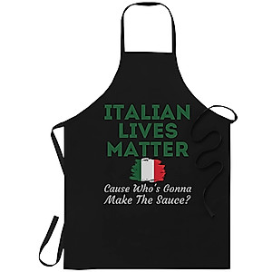 Food Black Apron - Funny Italian Lives Matter Cook Novelty Italy Flag T-Shirt Black Cooking Aprons