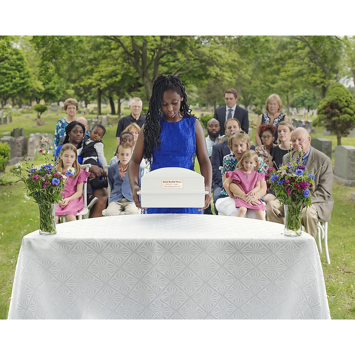 Crowne Vault Custom Engraved Urn Vault for Underground Burial | Fortified Container to Hold Adult Human Ashes and Cremation Urns for Cemetery and Ground Burials | Made in The USA (White, Regent)