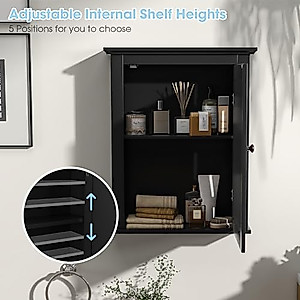 Safeplus Versatile Wall-Mounted Bathroom Medicine Cabinet with Mirror, Adjustable Storage Organizer for Living Room, Bedroom, Entryway - Perfect for Everyday Use, Black