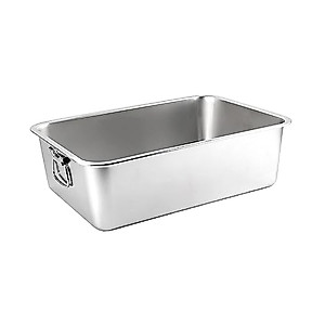 Gazechimp Open Litter Box for Indoor Cats, Cat Sandbox Stainless Steel Toilet Cat Litter Basin Splashproof Kitten Litter Pan for Rabbit, 50cmx35cmx10cm