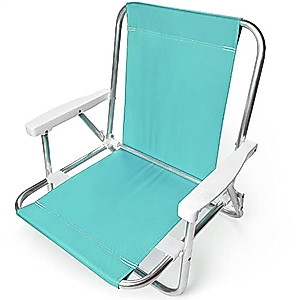 Beachland Aluminum Folding Sand Chair with Armrests - 1 Position - Lightweight Beach Chair - Small and Portable (2, Blue-Mint)