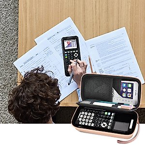 Case Compatible with Texas Instruments TI-84 Plus CE/TI-84 Plus/TI-83 Plus/TI-30XS / TI-36Pro Graphing Calculator, Scientific Calculators Box for Ruler, Rubber, Pencil and Other- Rosa (Case Only)