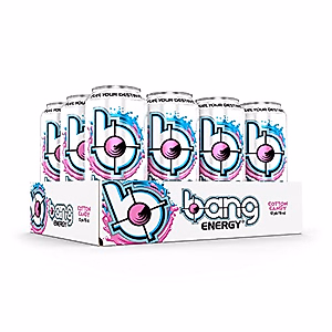 Bang Energy Cotton Candy, Sugar-Free Energy Drink, 16-Ounce (Pack of 12)