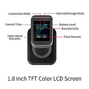 2D 1D QR Barcode Scanner with Screen Display with Charging Base 3 in 1 BT & 2.4GHz Wireless & Wired Connection 1.8 inch TFT Color LCD Screen Compatible with Windows Android Linux for Supermarket