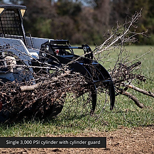 Titan Attachments Hydraulic Skid Steer Pallet Fork Grapple Attachment V2 with 36in Fork Blades, 1/2in Thick Steel Frame, Quick Tach Mounting System