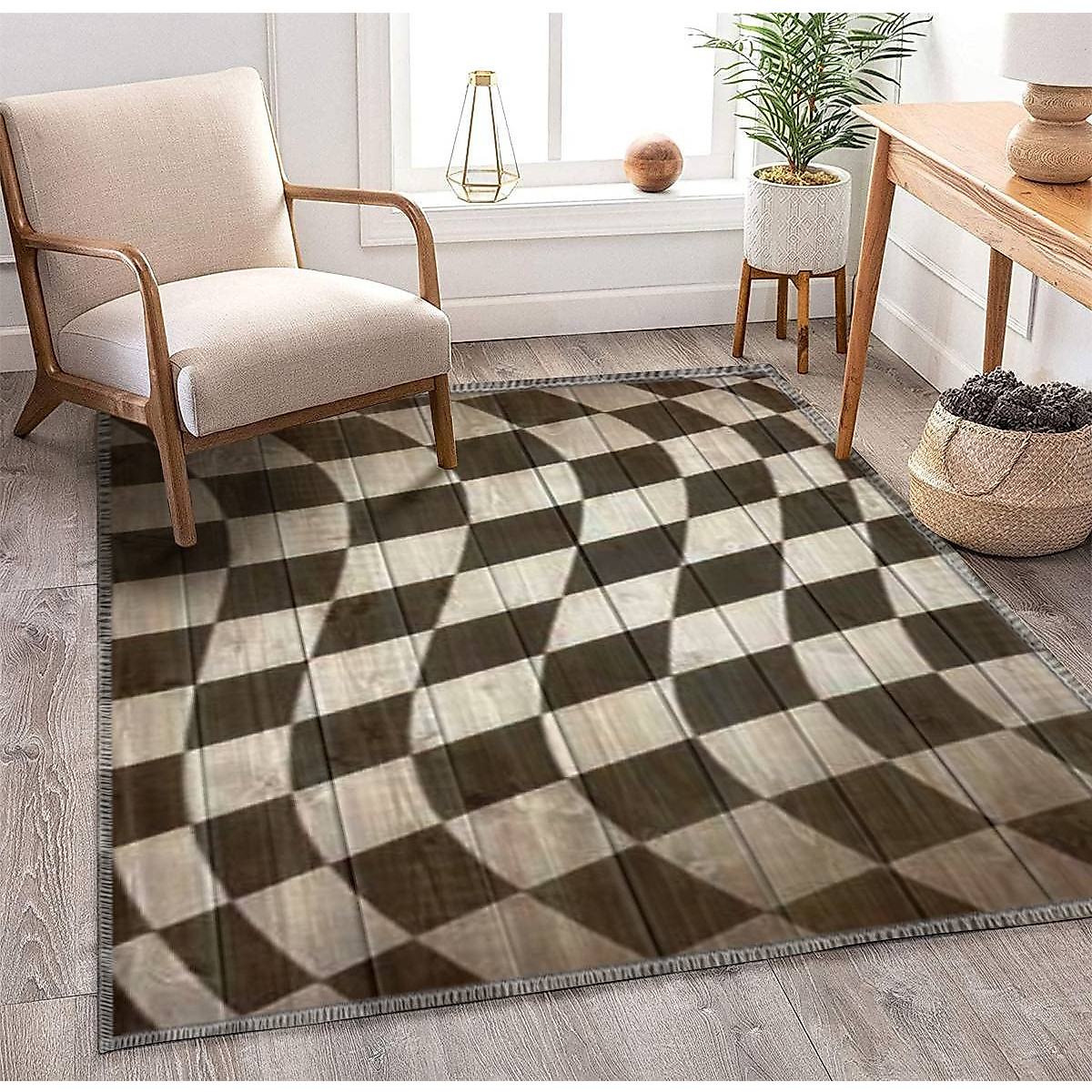 MJKIODPEV Checkered Flag Crossed Area Rugs Checkered Racing Flag Wavy Checker Flag Carpet Soft Non-Slip Outdoor Floor Mat for Living Room Bedroom Dorm Decor 63''×94''