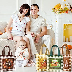 AnyDesign Fall Reusable Gift Bag Pumpkin Turkey Gnome Tote Bags with Handles Autumn Party Treat Bag Grocery Shopping Bag Waterproof Non-Woven Bags for Fall Thanksgiving Pumpkin Patch Party, 8 Pack