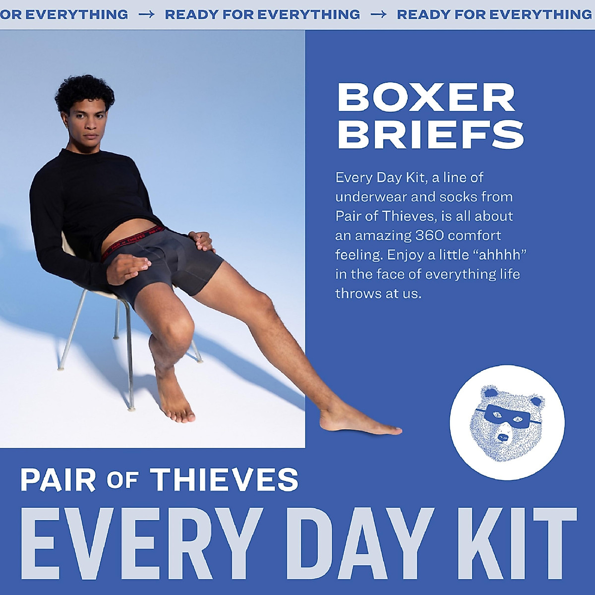 Pair of Thieves Soft Cotton Boxer Briefs for Men Pack (4 Pack) - Tagless Underwear for Men Pack Black