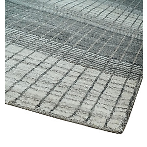 Modern Hand Made Stripes Scandinavian Blended Wool Flatwoven Area Rug, Ivory, Gray and Brown, 8x10 | KE23810