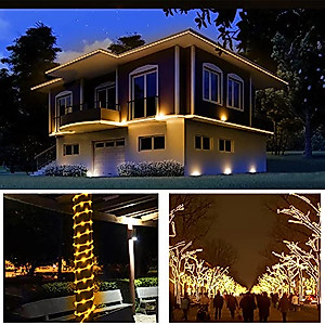 Fairy Lights 66 Feet 200 LED Solar Outdoor Lights, 8 Lighting Modes Twinkle String Lights with Timer, Solar Christmas Rope Lights Outdoor Waterproof for Bedroom Garden Patio Decor, Warm White