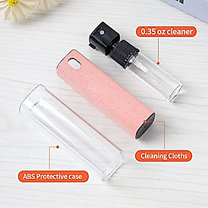 ZERNBER Screen Cleaner, Touch Screen Mist Cleaner, Cell Phone, Laptop and Tablet Screen, 3-in-1 Spray and Microfiber Cloth, Refillable with Water, Alcohol, Sanitizer (Pink -0.35oz)