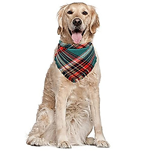 Christmas Dog Bandana Plaid Reversible Triangle Bibs Scarf Accessories for Dogs Cats Pets Animals