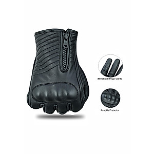 Moto5 Full Finger Leather Motorcycle Gloves for Men & Women Touch Screen Gloves Premium Street Motorcycle Durable Protective Cruiser Biker Gel Leather Motorbike gloves (Black, X-Large)