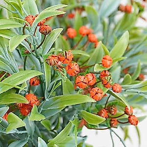 Phliofd 8 Bundles Artificial Flowers for Outdoor, UV Resistant Fake Plastic Flowers Plants Faux Flowers for Garden Window Box Office Home Bedroom Living Room Decor (Red)