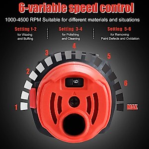 AOBEN Car Buffer Polisher,6 inch Dual Action Polisher,Random Buffer Polisher kit with 6 Variable Speed 1000-4500rpm,Detachable Handle,4 Buffing Pads for Car detailing Polishing and Waxing