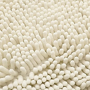 Non-Slip Bath Rug,Extra Soft Microfiber Bedroom Shag Carpet with Anti-Slip Backing,Water/Dust Absorbent Fast Dry Shower Mat,Sound Insulated Stairs Pad,Machine Washable (Ivory,15 x 23 Inches)