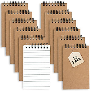 wavamawa Pocket Notebooks Set of 12, Small 3x5 Spiral Notepads, Office Style Mini Notebook, Small Notepad Pocket Size, Memo Pads for Home, College, Work or School - Lined College Ruled Paper