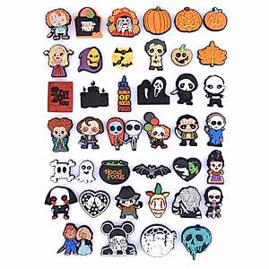 UNN Pack of 40 Pieces Halloween PVC Shoe Charms Women Pumpkin Lantern Shoes Decoration Ghost of Terror Wristbands Accessories Trick or Treat Style 2