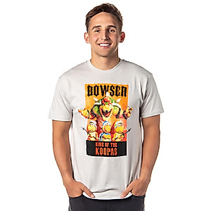 Super Mario Bros Movie Shirt Men's Bowser King Of The Koopas Adult T-Shirt (Medium, Grey)